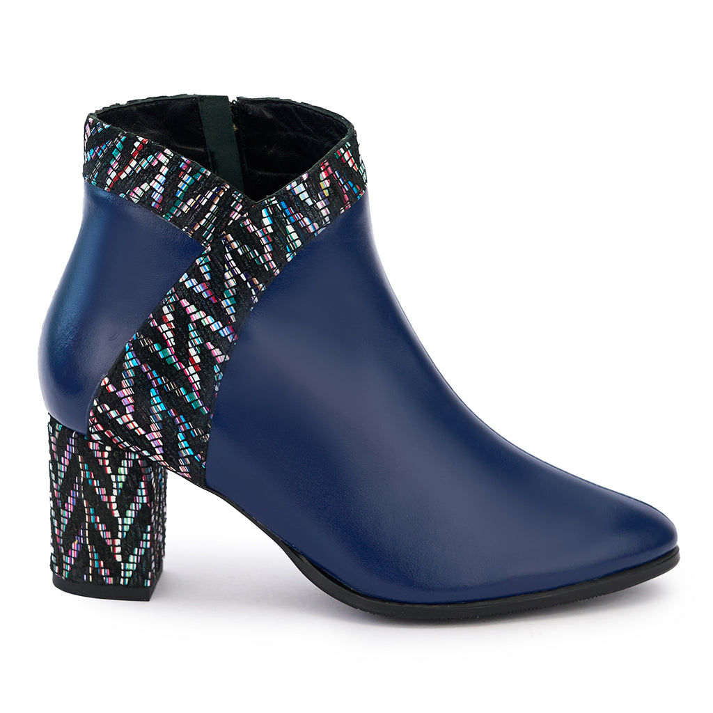 Botine dama din piele naturala bleumarin 14230 – Superlative.ro