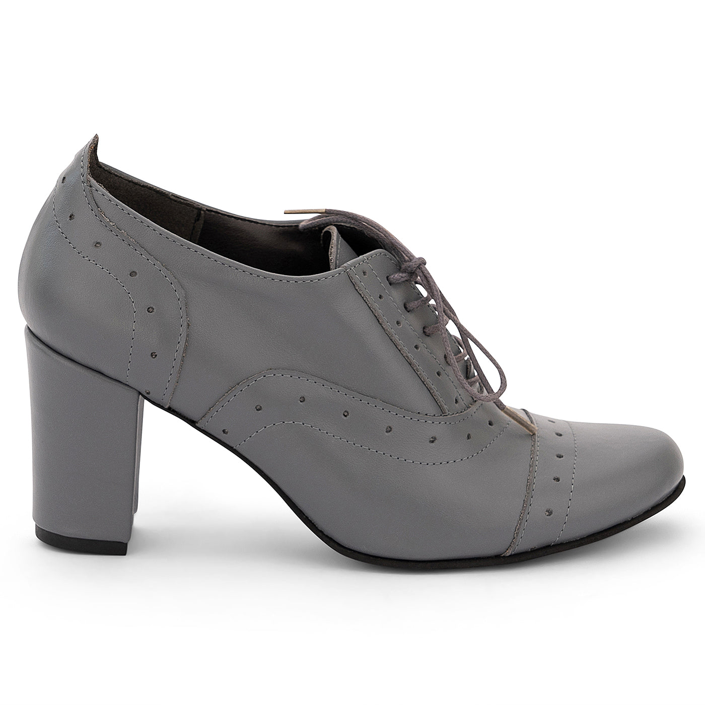 Botine dama din piele naturala gri cu toc 7.5 cm 14178 – Superlative.ro