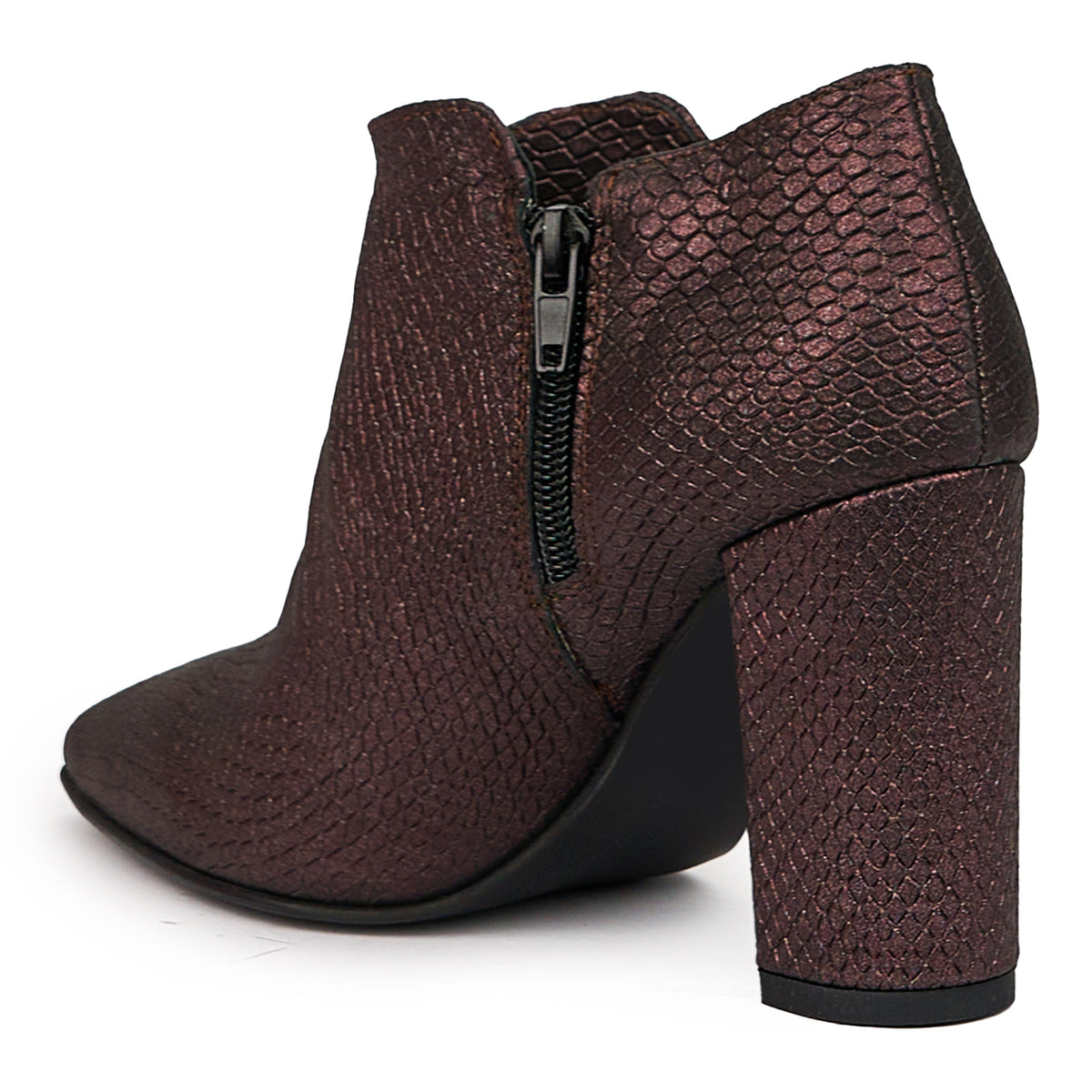 Botine dama din piele naturala mov cu toc gros 9 cm 14400 – Superlative.ro