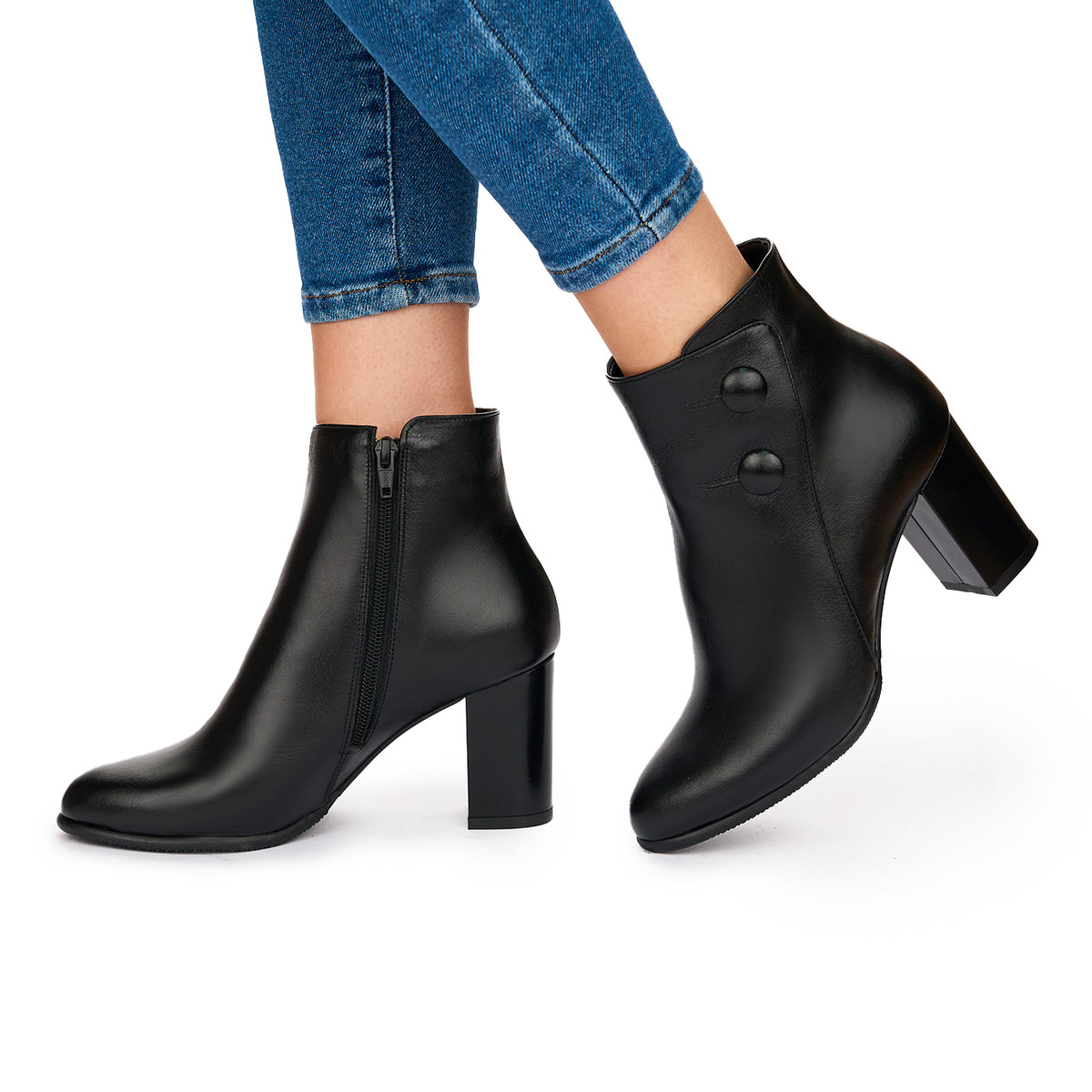 Botine Negre Piele Dama Toc 8 Cm 10594 – Superlative.ro