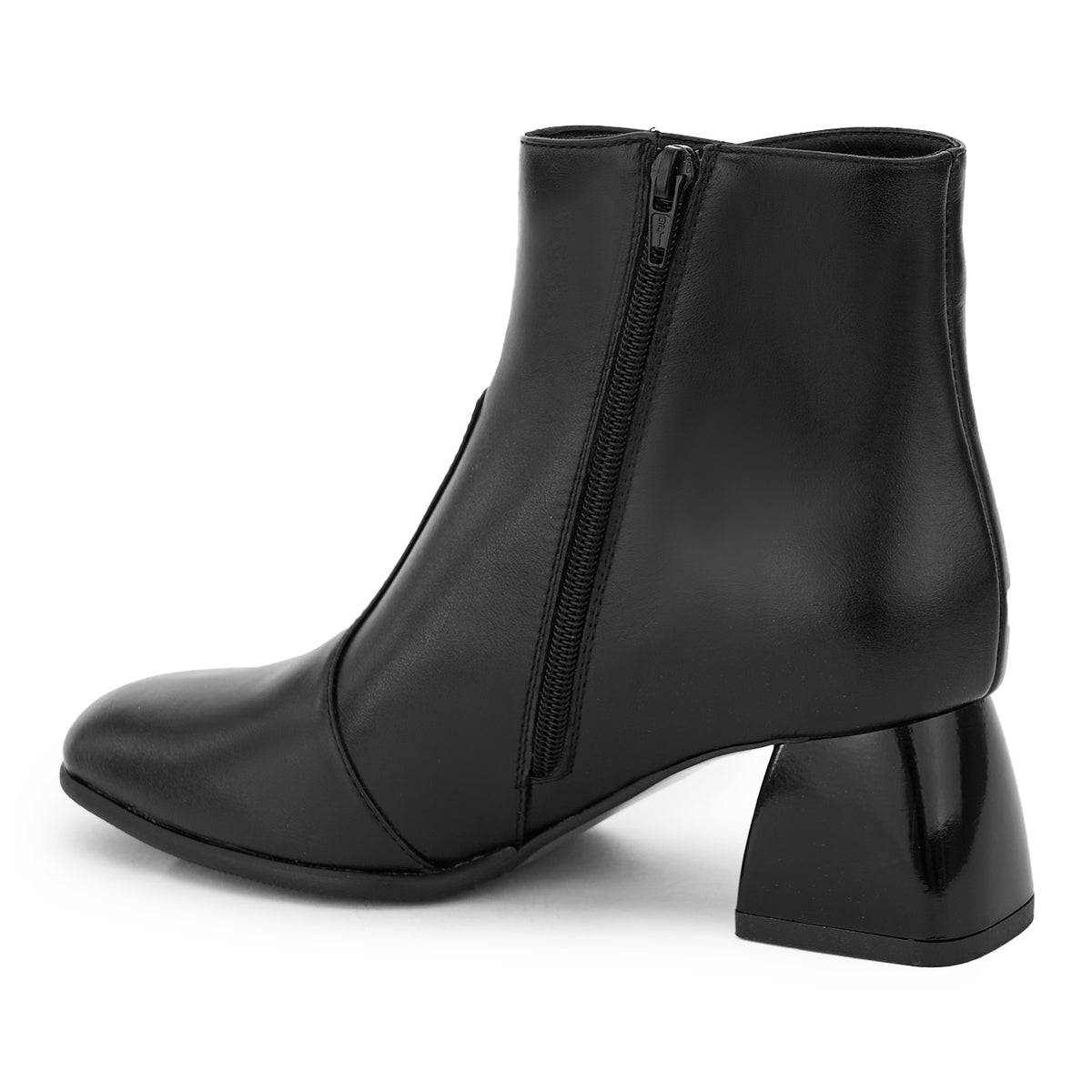 Botine dama din piele naturala neagra cu toc gros 14214 – Superlative.ro