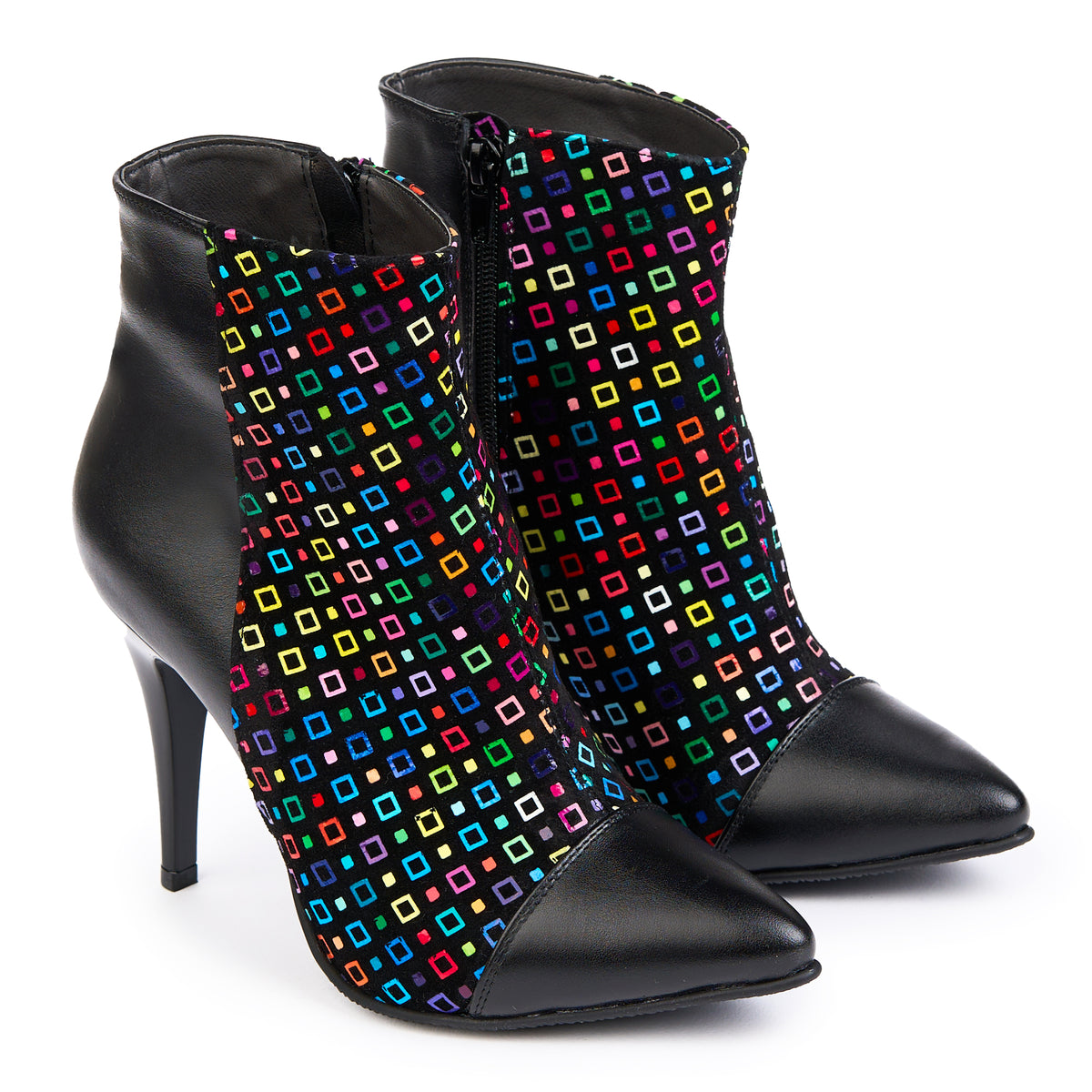 Botine dama din piele naturala neagra cu toc subtire 10 cm 14833 ...