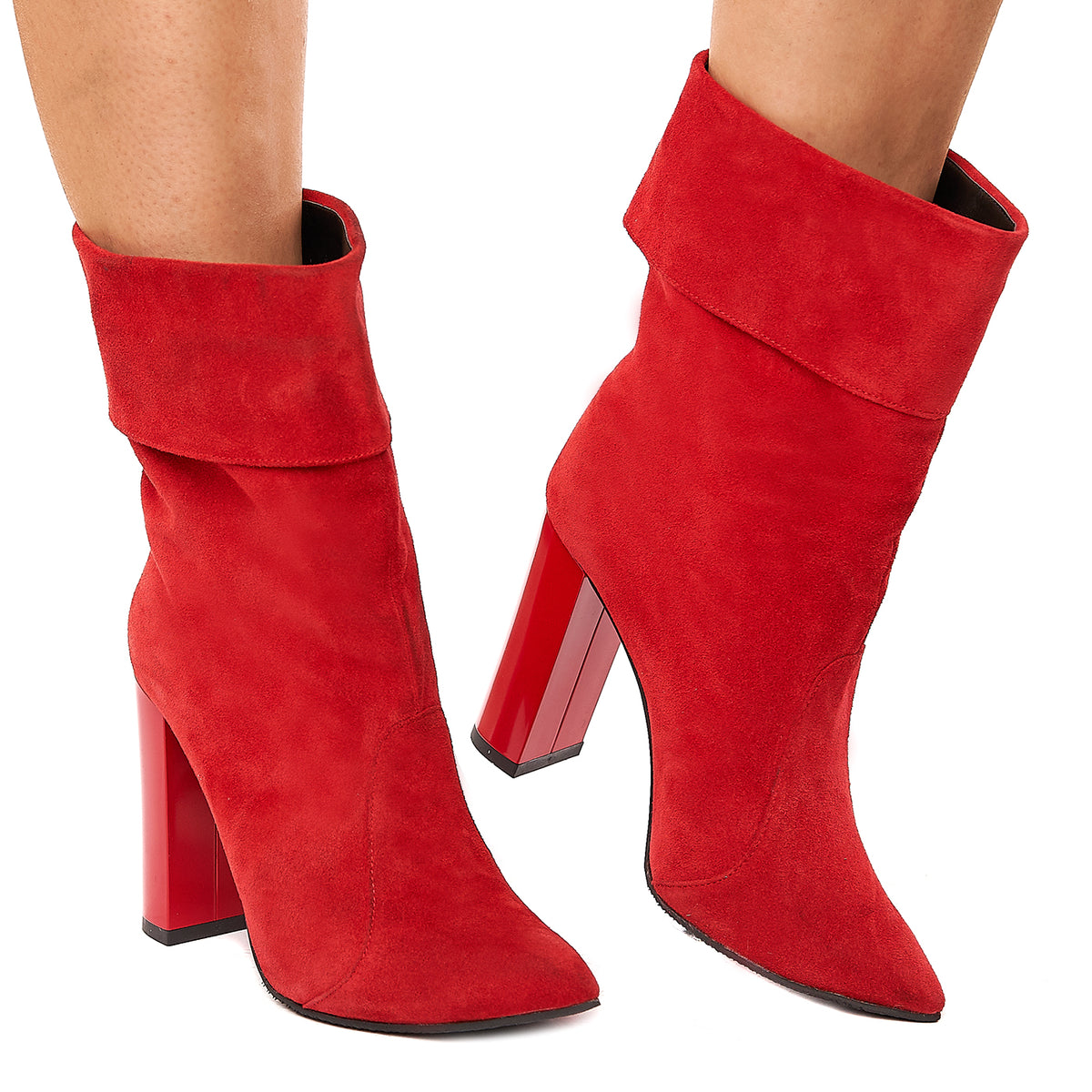 Cizme Rosii Piele Naturala Dama cu Toc 10 Cm 6147 – Superlative.ro