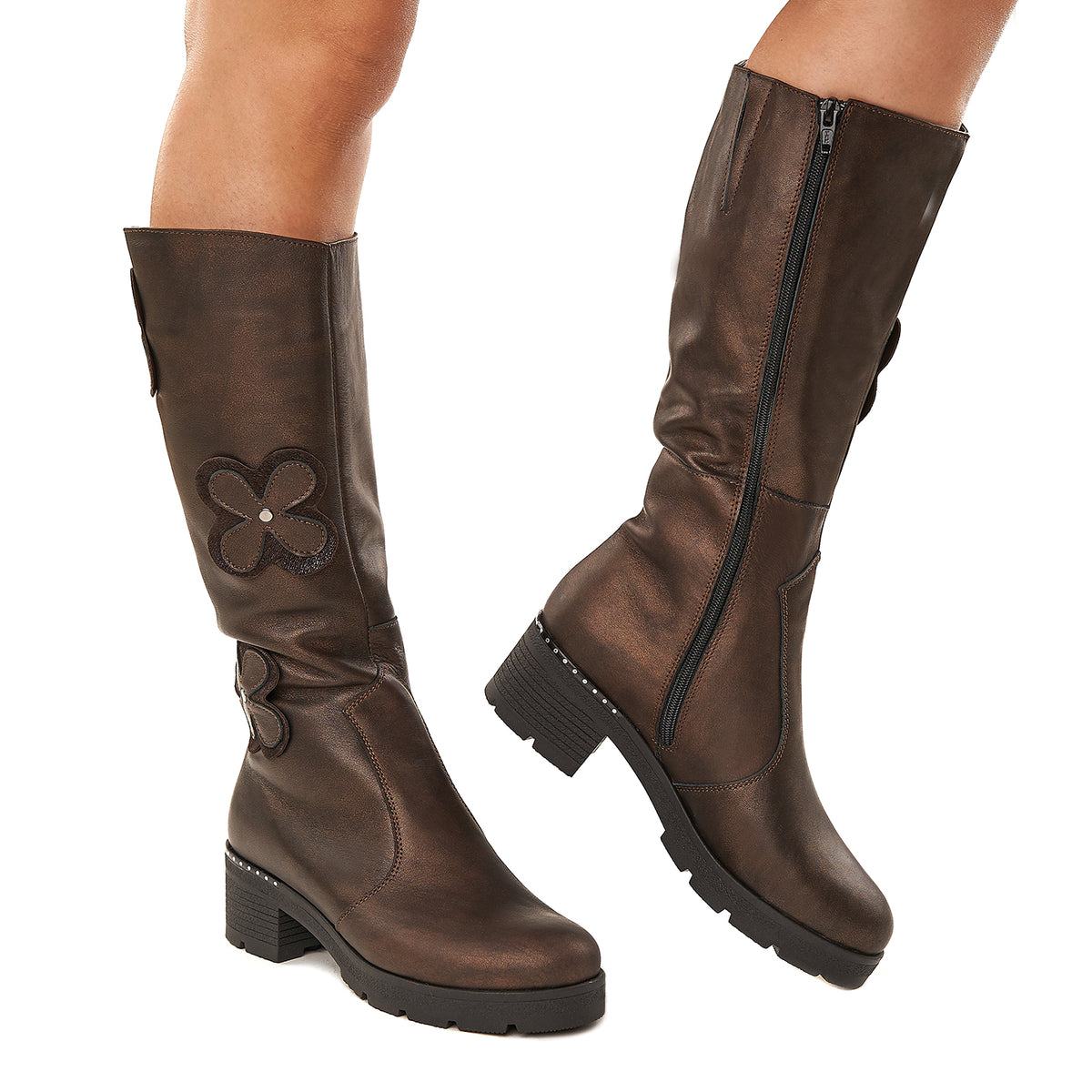 Cizme dama lungi din piele naturala maro 3368 – Superlative.ro