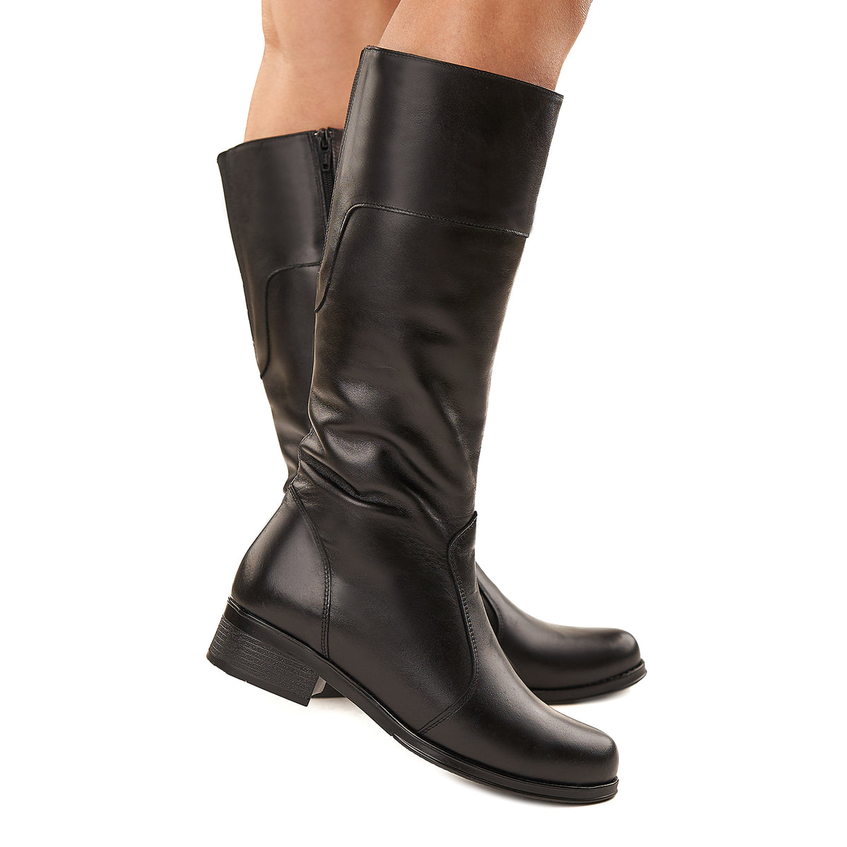 Cizme Negre Inalte cu Toc 3.5 Cm 3364 – Superlative.ro