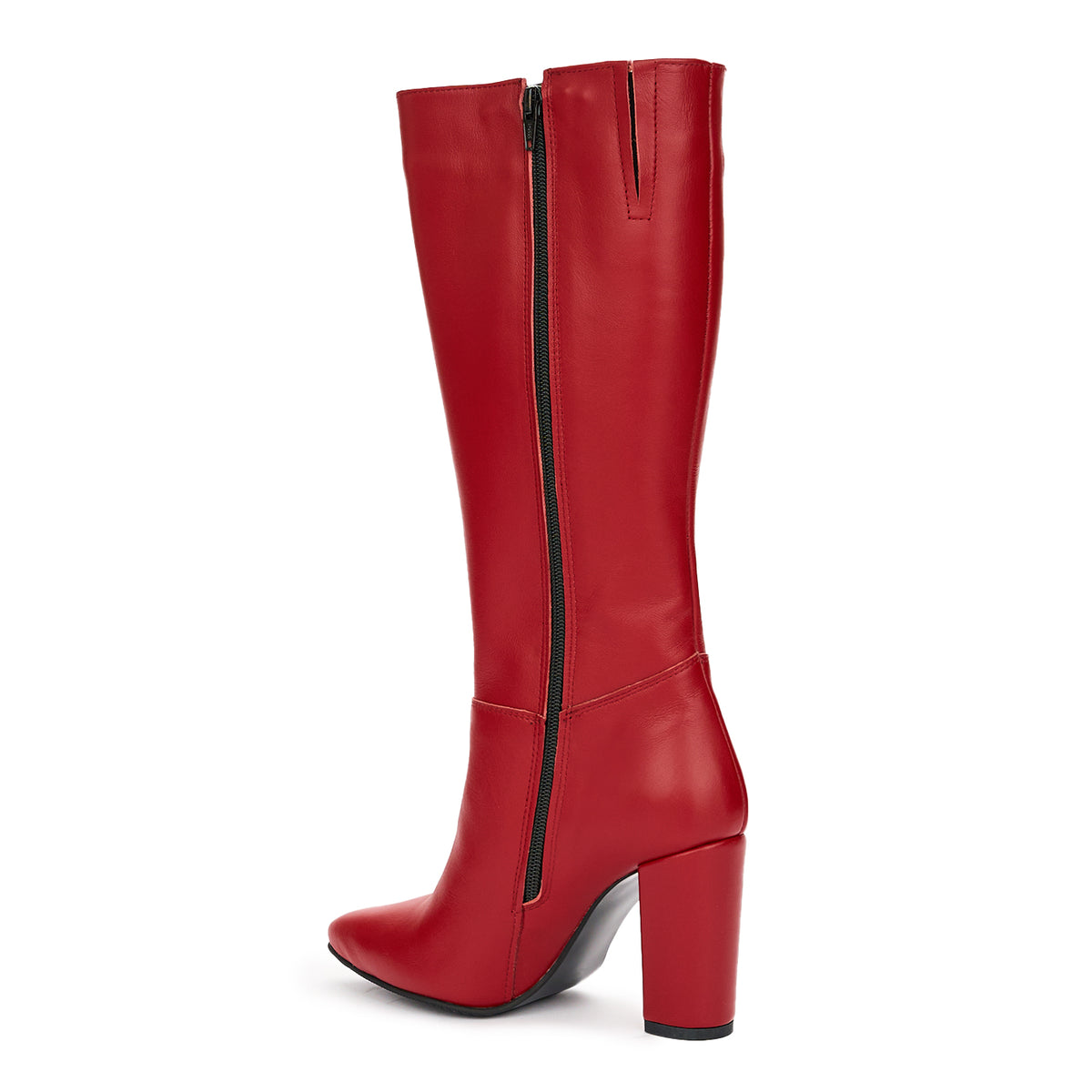 Cizme Lungi Piele Naturala Dama Toc 9.5 Cm Rosii 12480 – Superlative.ro