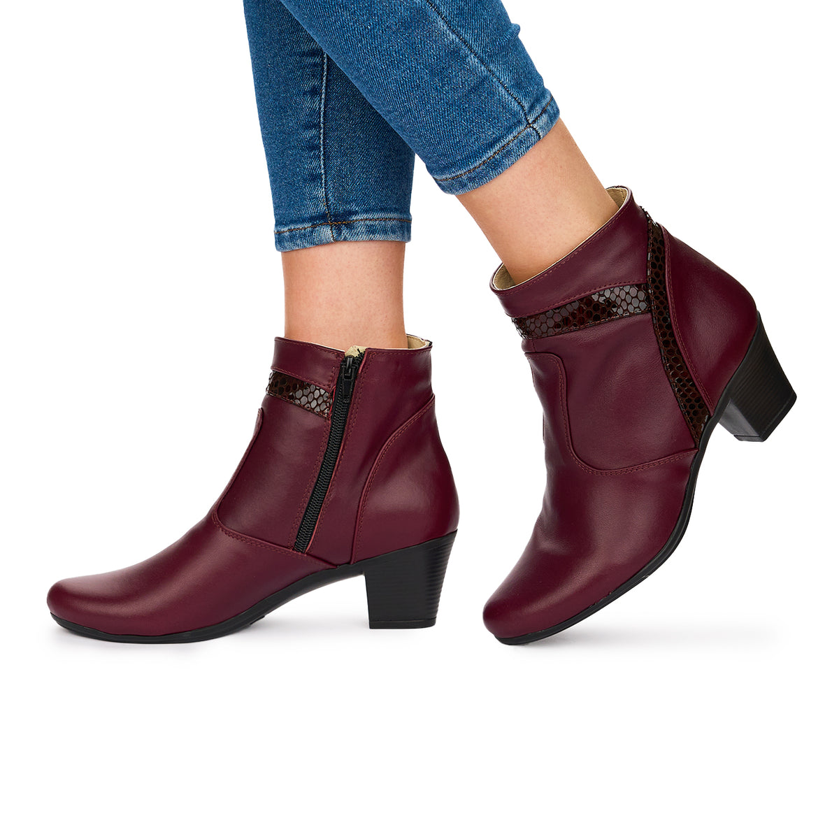 Ghete Visinii Dama Casual din Piele Naturala Toc 6 Cm 10635 ...