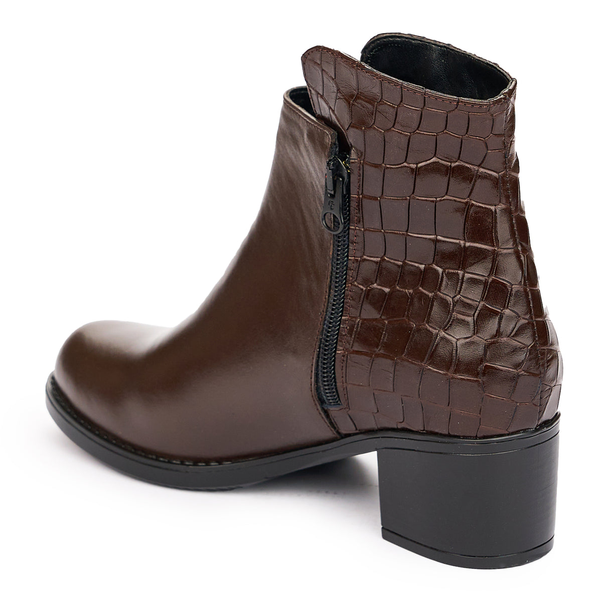 Ghete Dama Piele Naturala Elegante Toc 5 Cm Maro 10954 – Superlative.ro