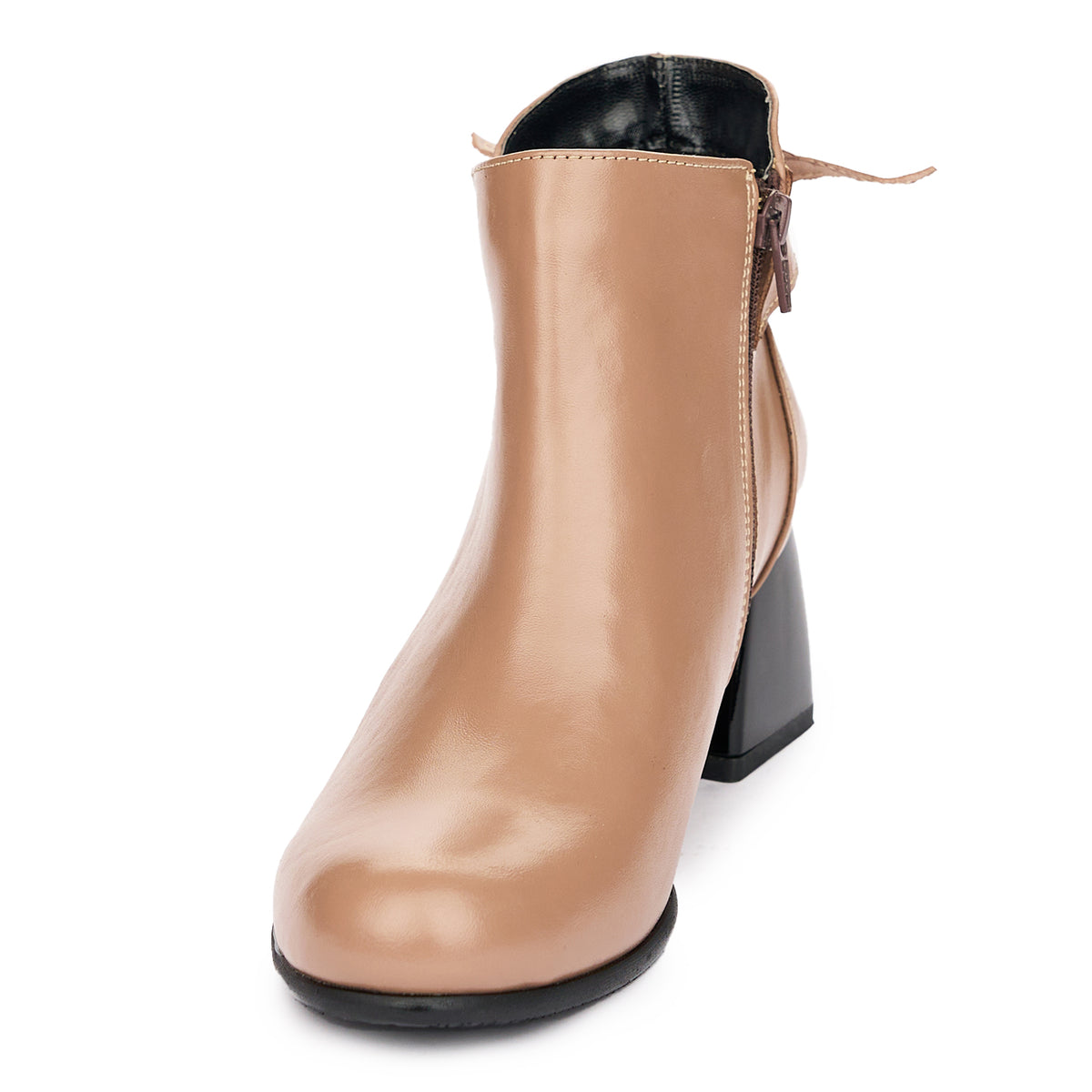 Ghete Dama Piele cu Toc Gros 6 Cm Elegante Bej 10959 – Superlative.ro