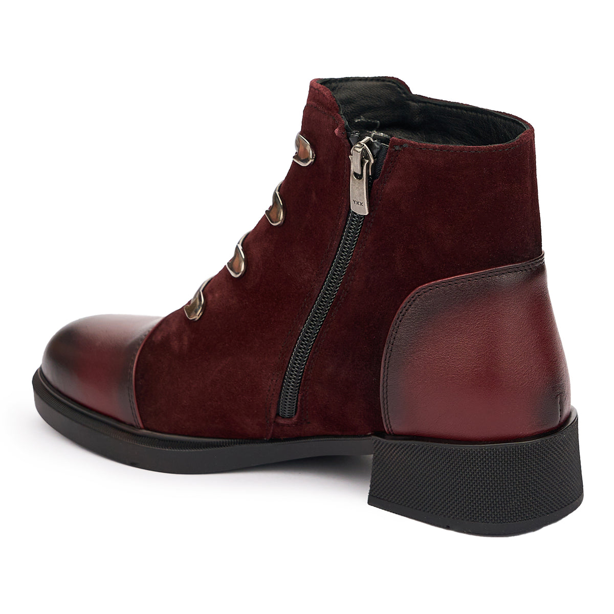 Ghete Piele Damă cu Fermoar Casual Visinii 12141 – Superlative.ro