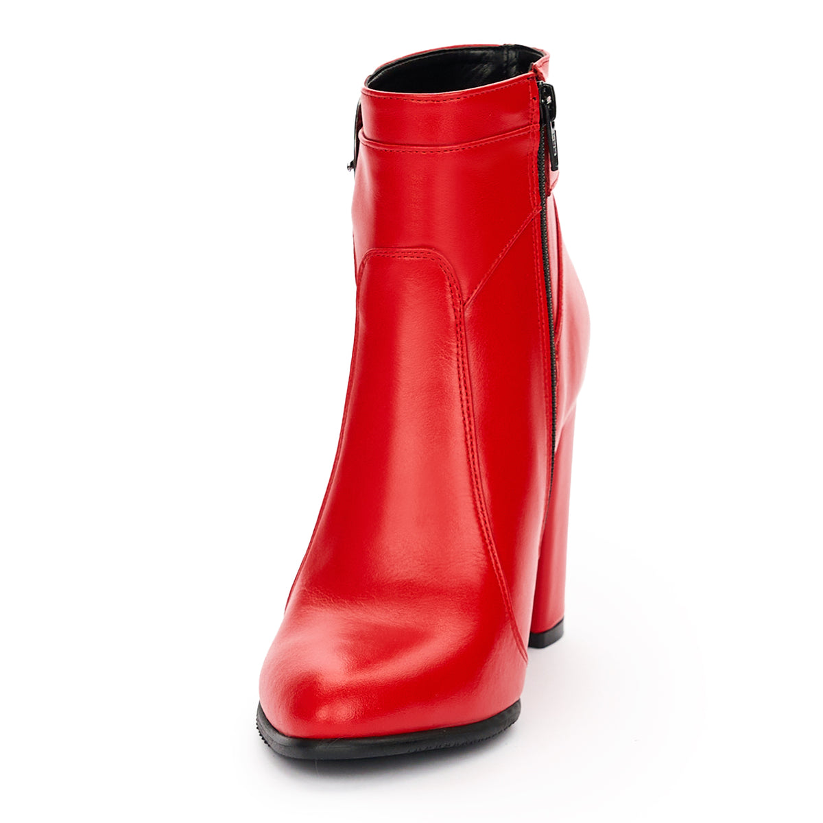 Botine Rosii Elegante Dama Toc 9.5 Cm din Piele Naturala 12358 ...