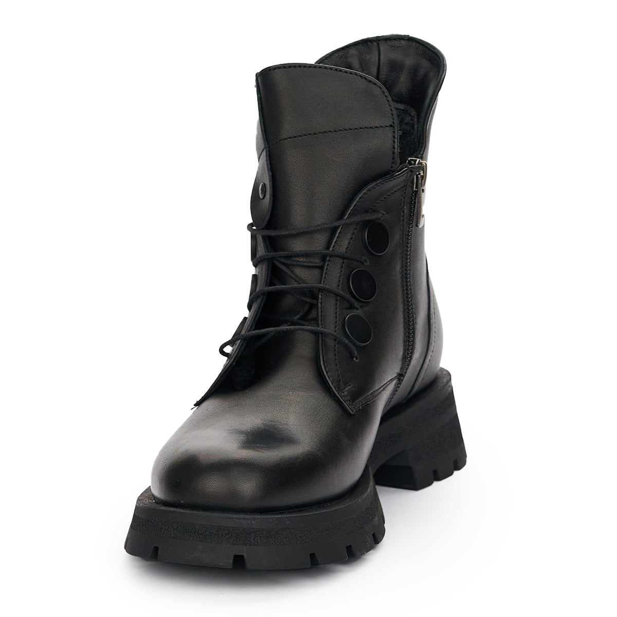 Ghete din Piele Naturala Imblanite Dama Negre Casual 12441 – Superlative.ro