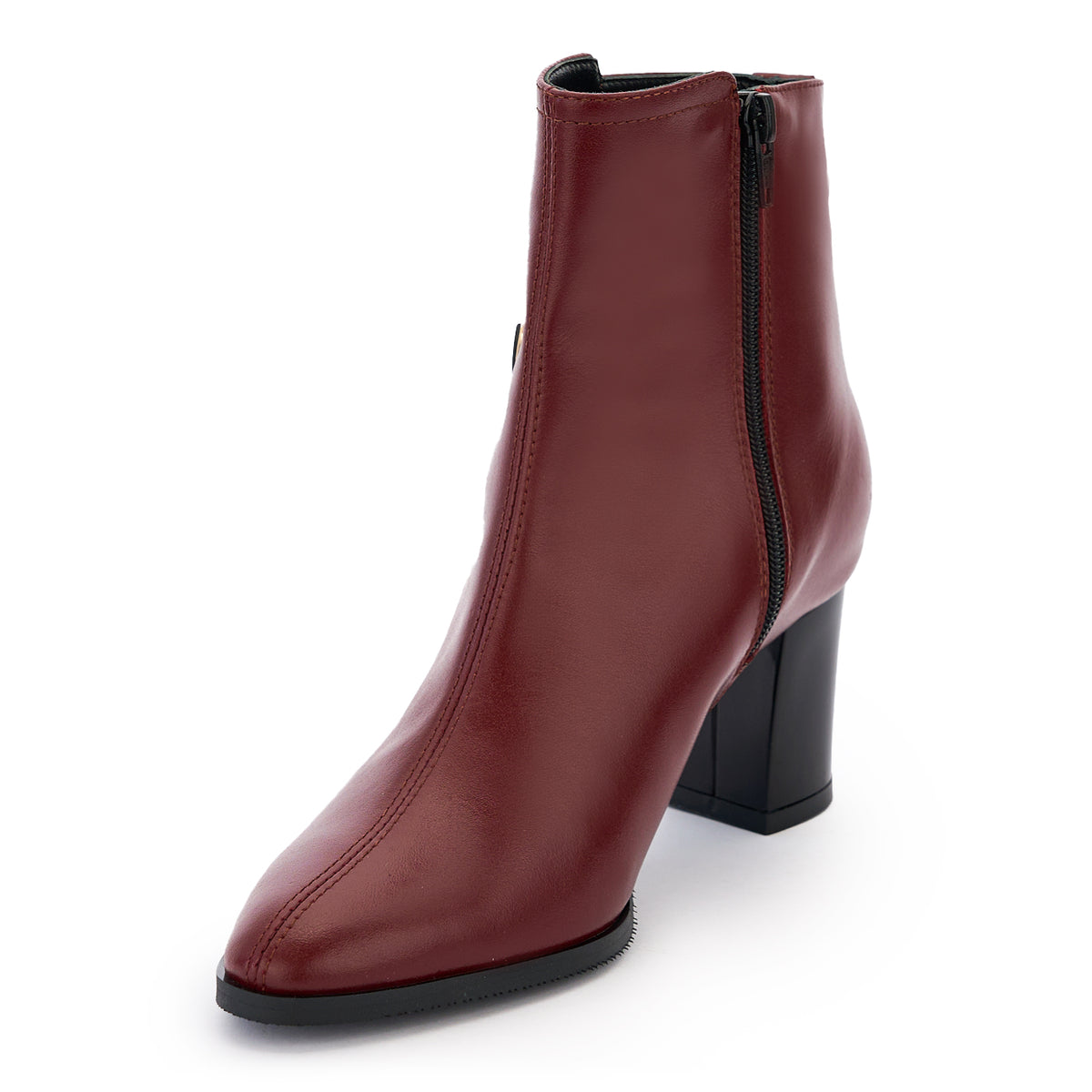 Ghete dama din piele naturala visinie cu toc gros 14161 – Superlative.ro