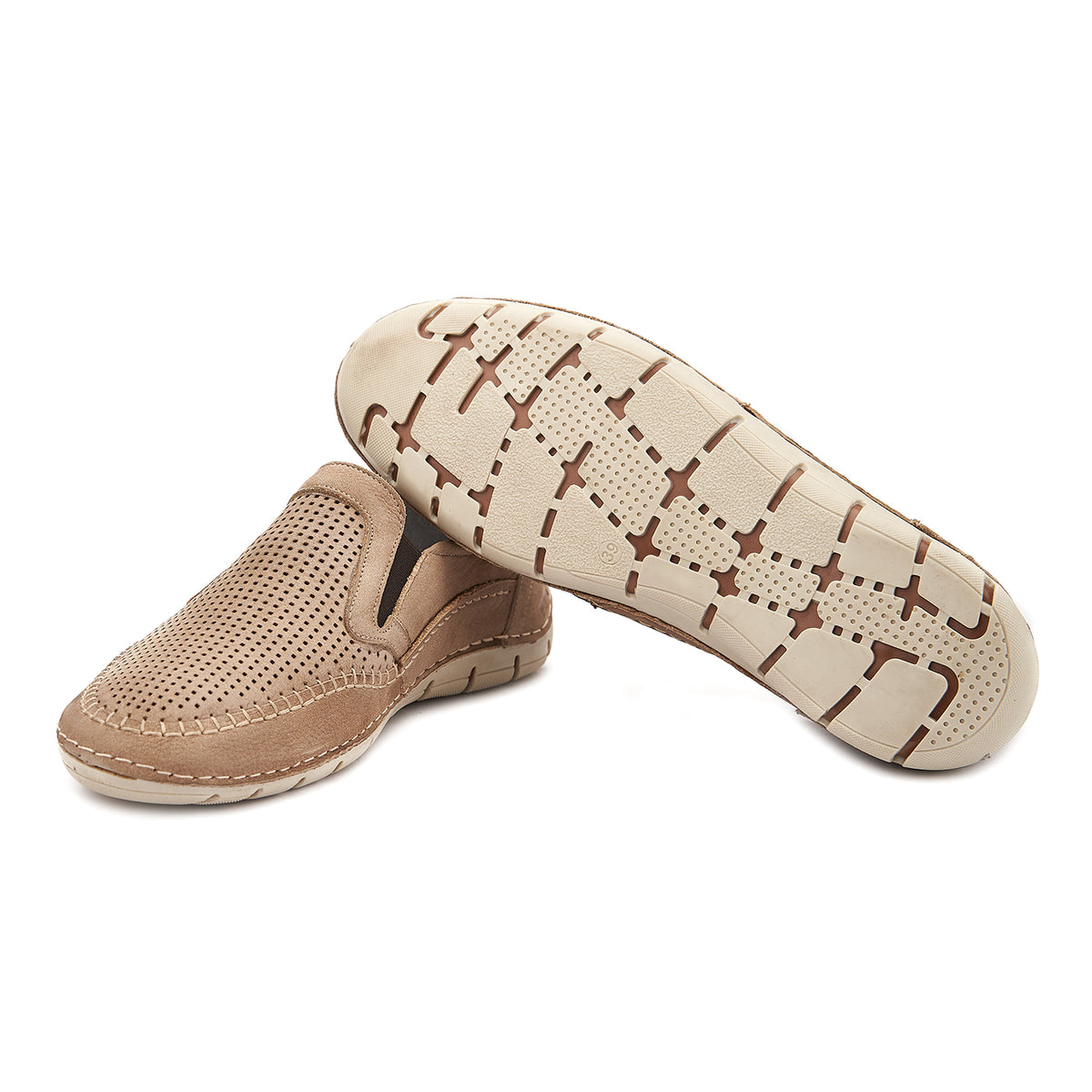 Pantofi Casual Piele Naturala Bej Perforata 0152 – Superlative.ro