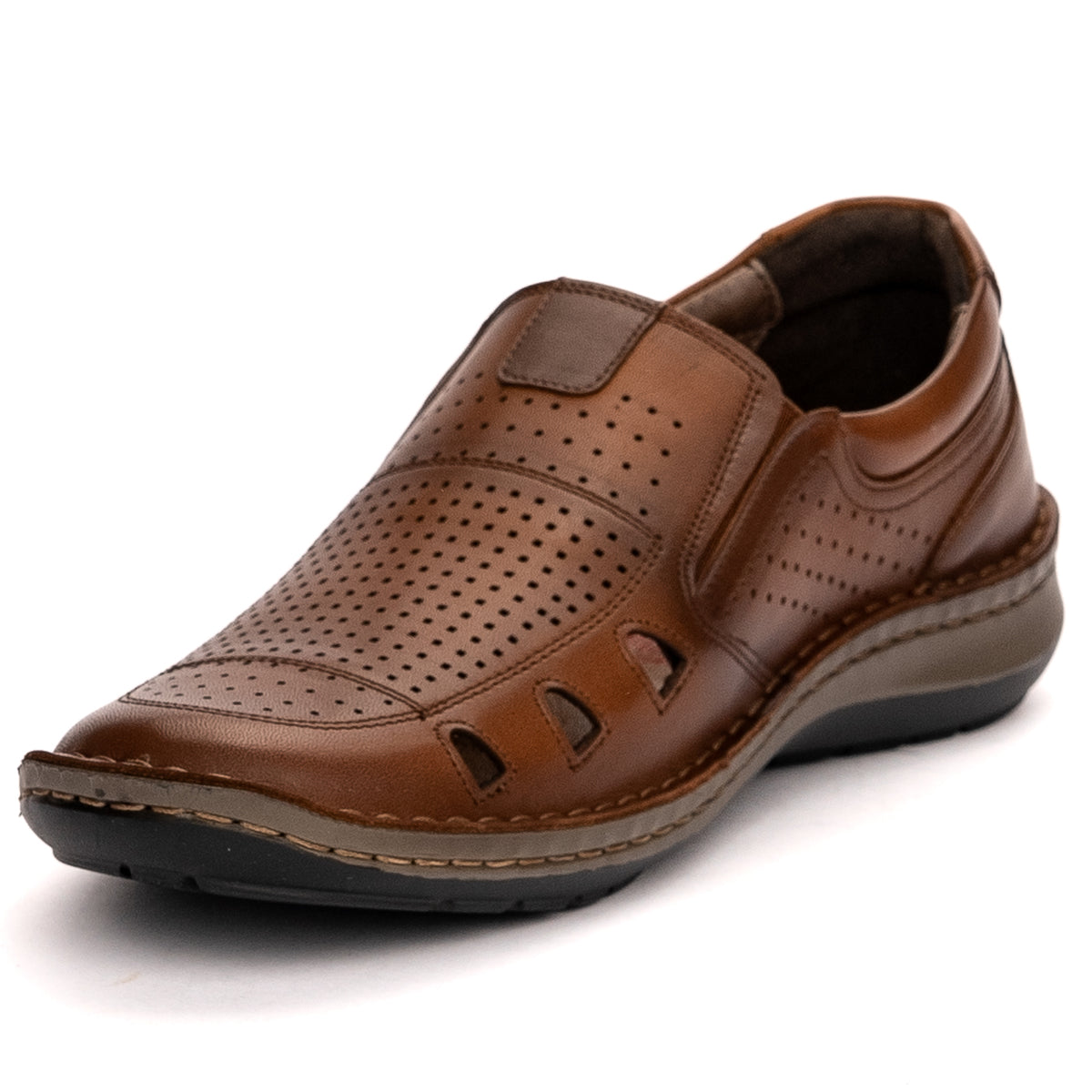 Pantofi de vara barbati din piele naturala maro 7506 – Superlative.ro