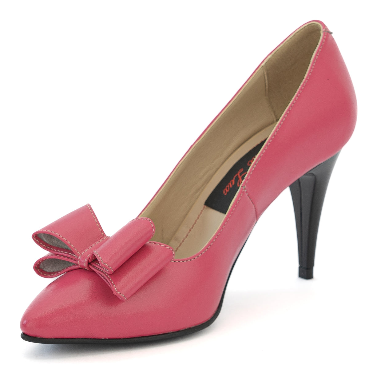 Pantofi dama din piele naturala roz cu toc subtire 13995 – Superlative.ro