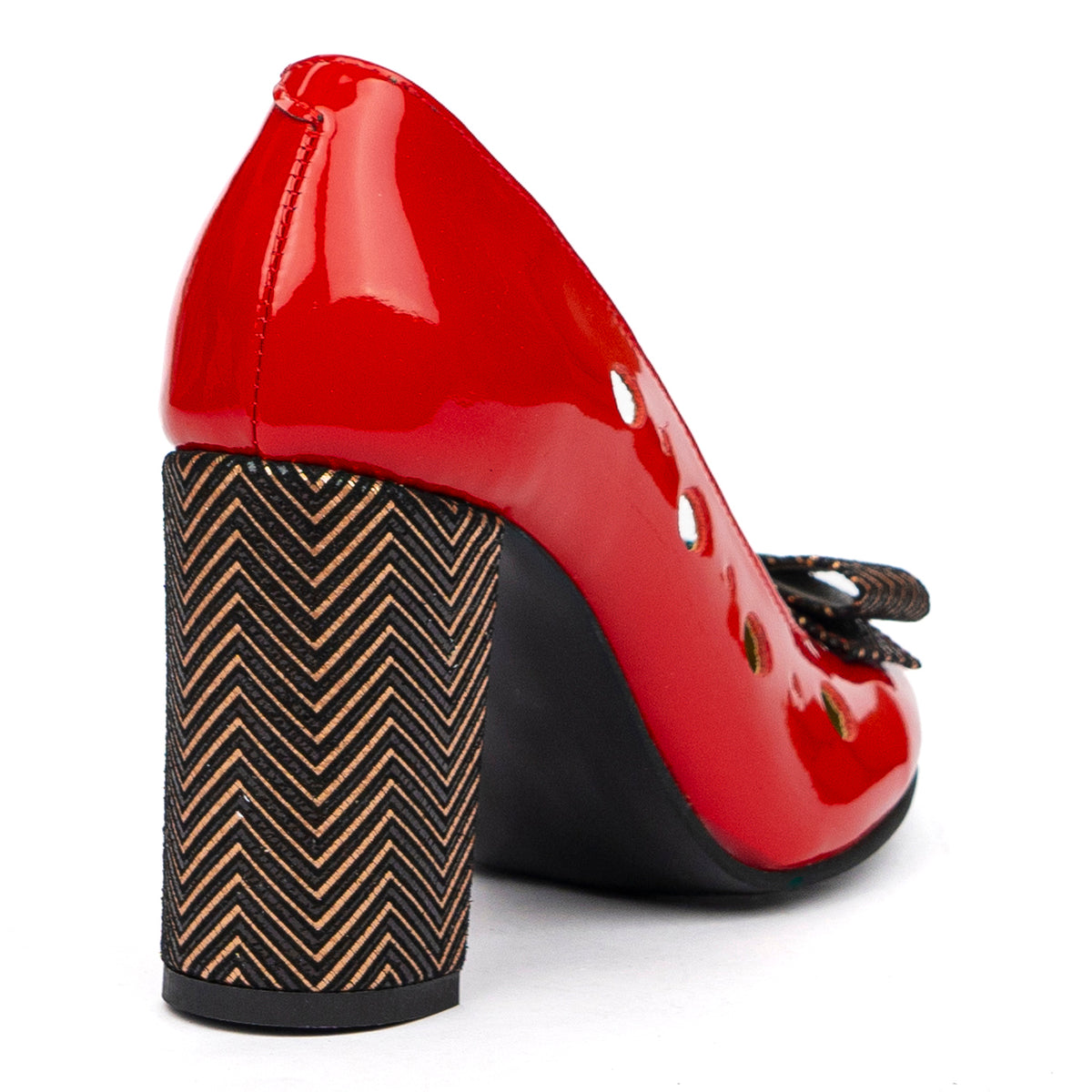 Pantofi Rosii Toc Gros 9 Cm Eleganti din Piele Naturala 4855 ...