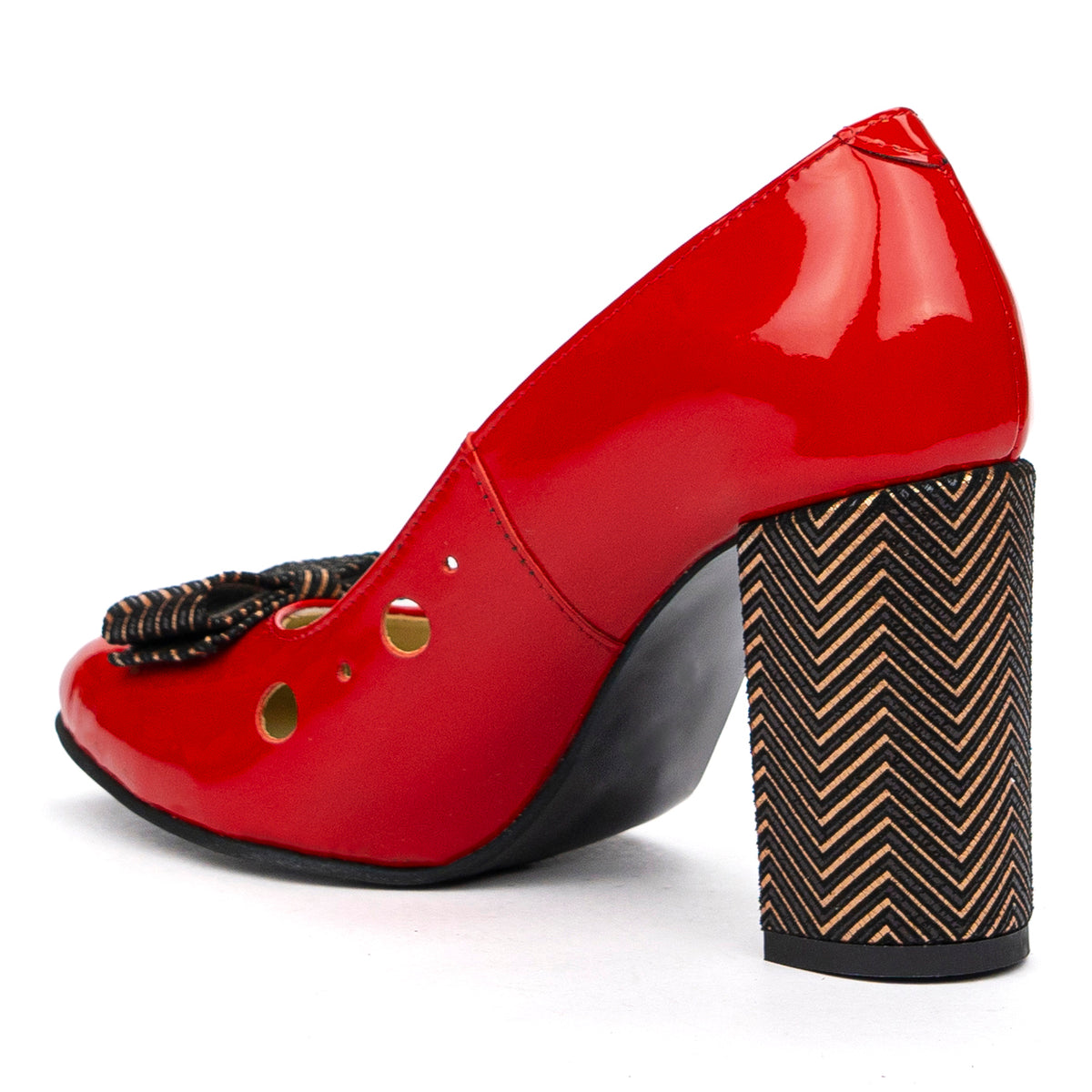 Pantofi Rosii Toc Gros 9 Cm Eleganti din Piele Naturala 4855 ...