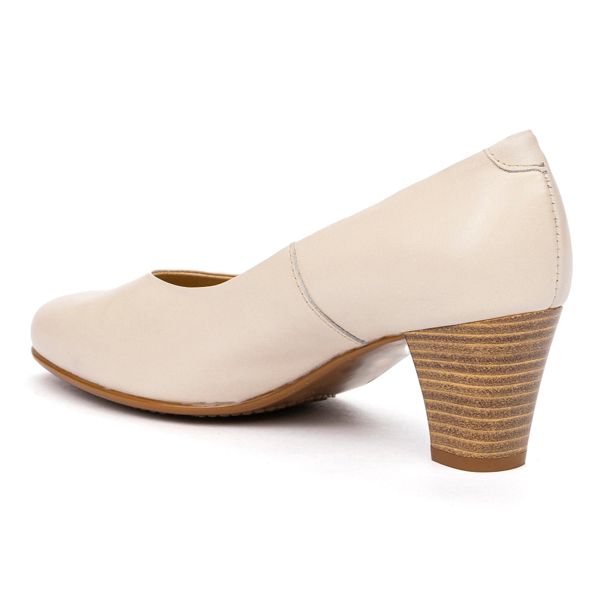 Pantofi Bej cu Toc Gros 6 Cm din Piele Naturala 9935 – Superlative.ro