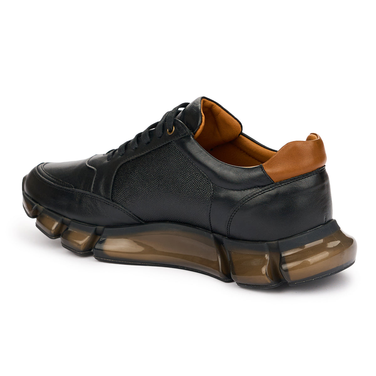 Pantofi sport barbati din piele naturala neagra 7418 – Superlative.ro