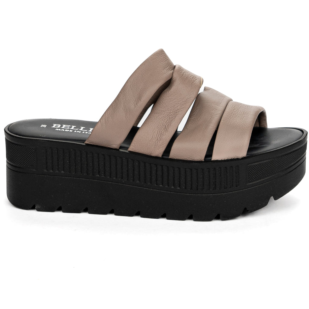 Papuc dama din piele naturala gri - taupe cu talpa inalta 13722 ...