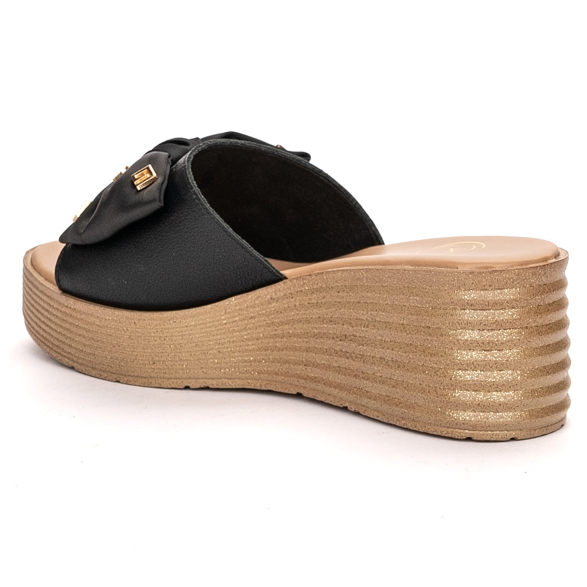 Papuc dama din piele naturala neagra cu platforma 13466 – Superlative.ro