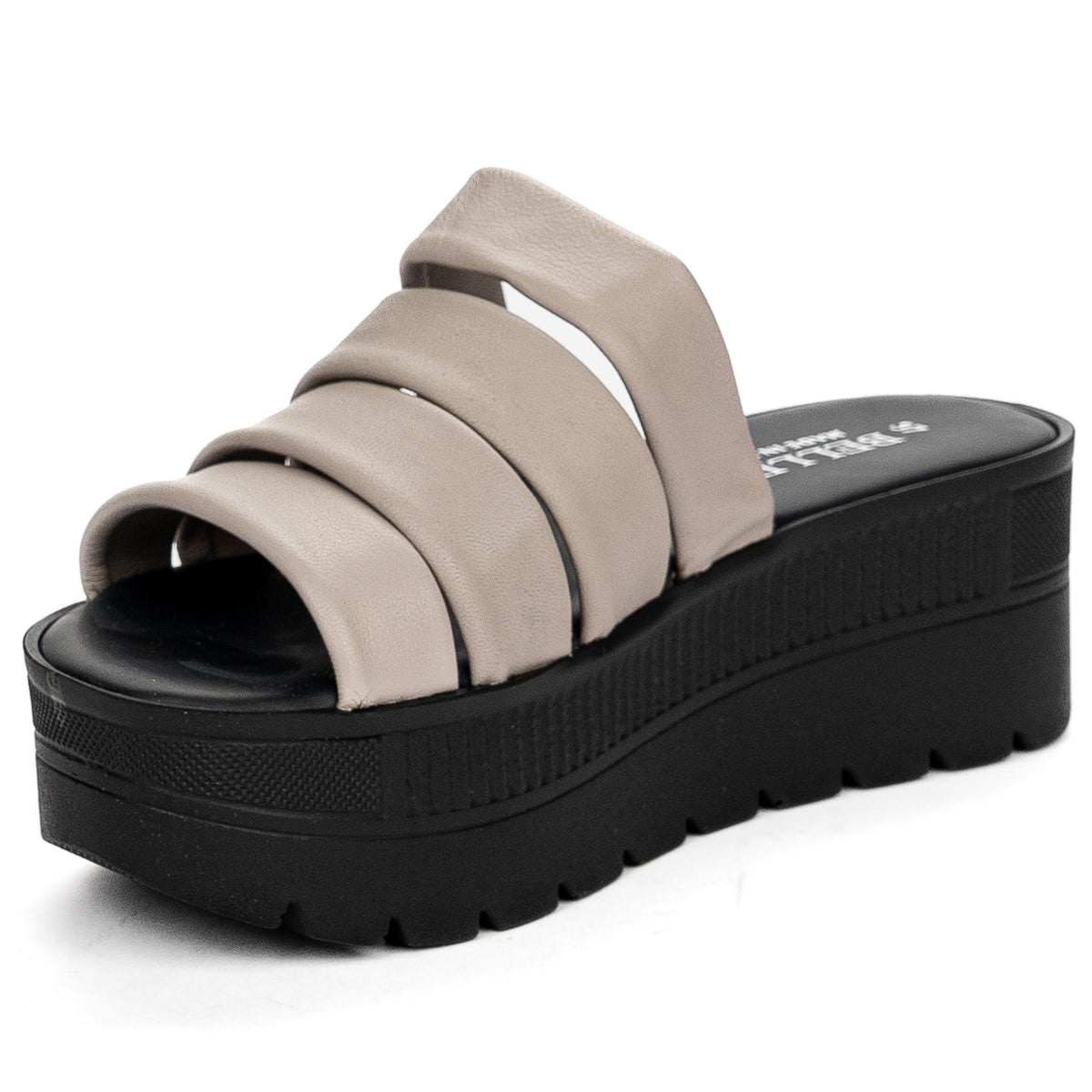 Papuc dama din piele naturala gri cu talpa inalta 13720 – Superlative.ro