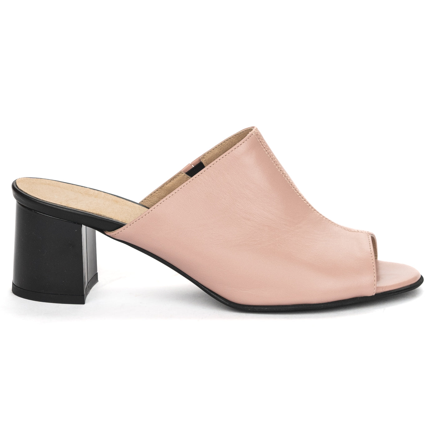 Saboti dama din piele naturala roz-nude cu toc 6 cm 13828 – Superlative.ro