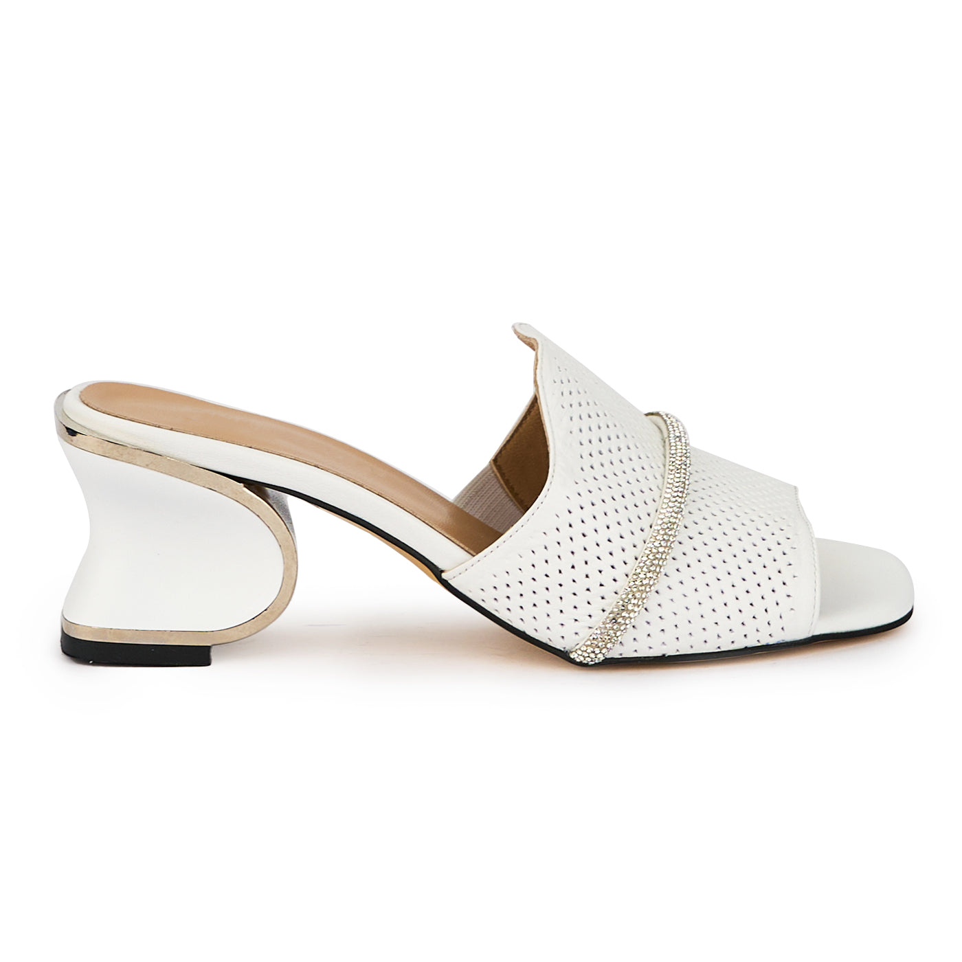 Saboti eleganti dama din piele naturala alba cu toc 6 cm 15689 ...