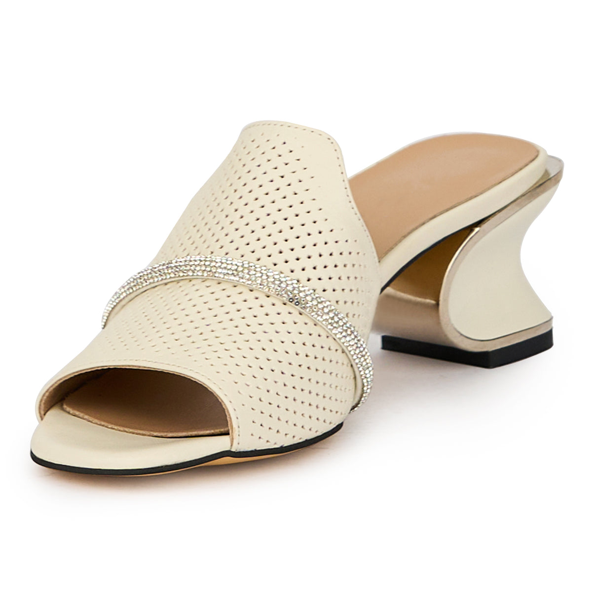 Saboti eleganti dama din piele naturala bej toc 6 cm 15690 – Superlative.ro