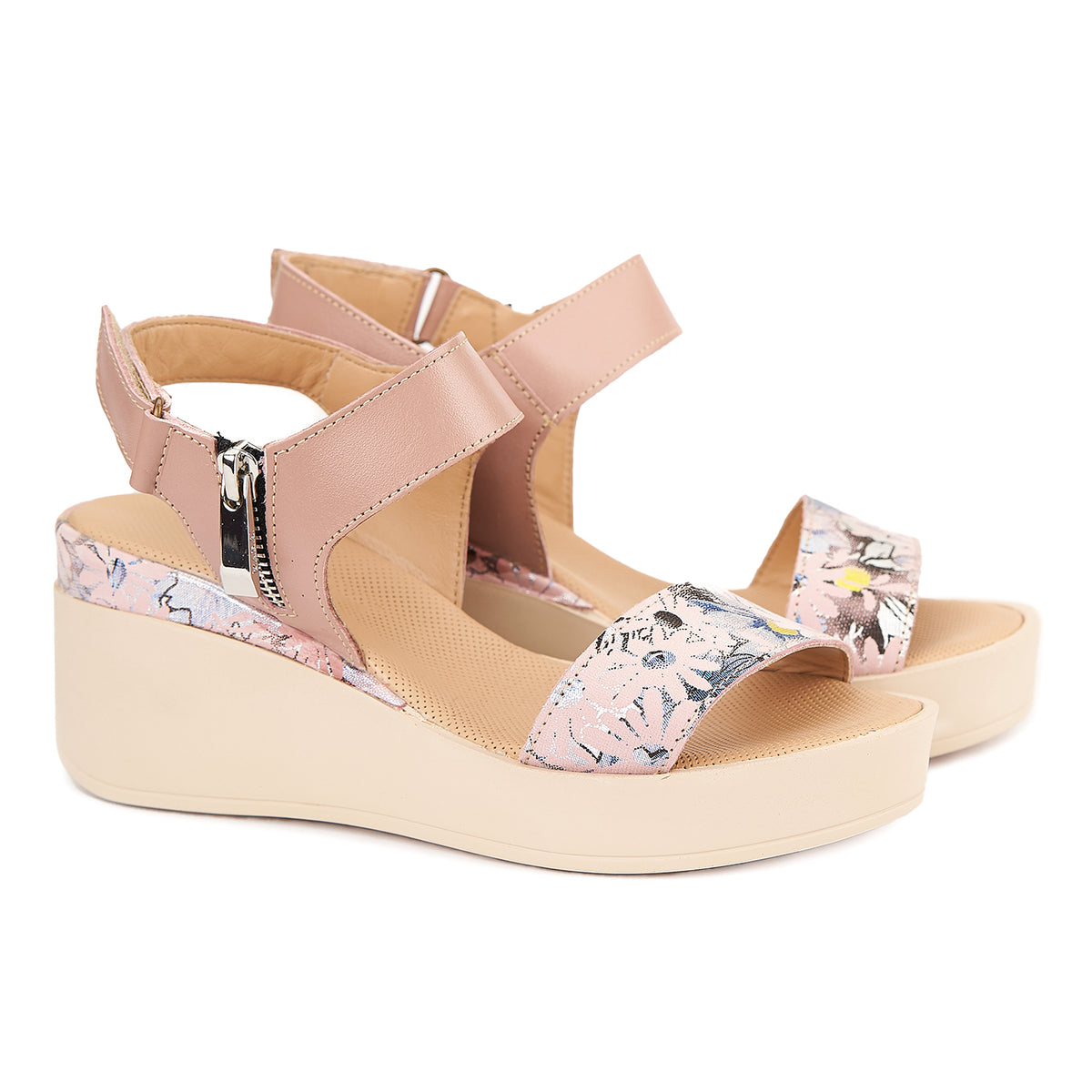 Sandale dama cu platforma din piele naturala roz 2192 – Superlative.ro