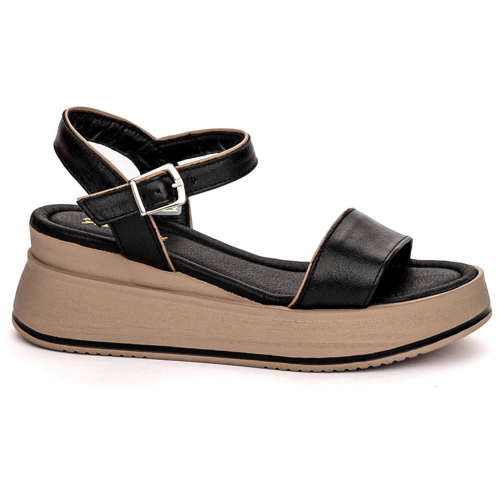 Sandale dama din piele naturala neagra cu platforma 13599 – Superlative.ro