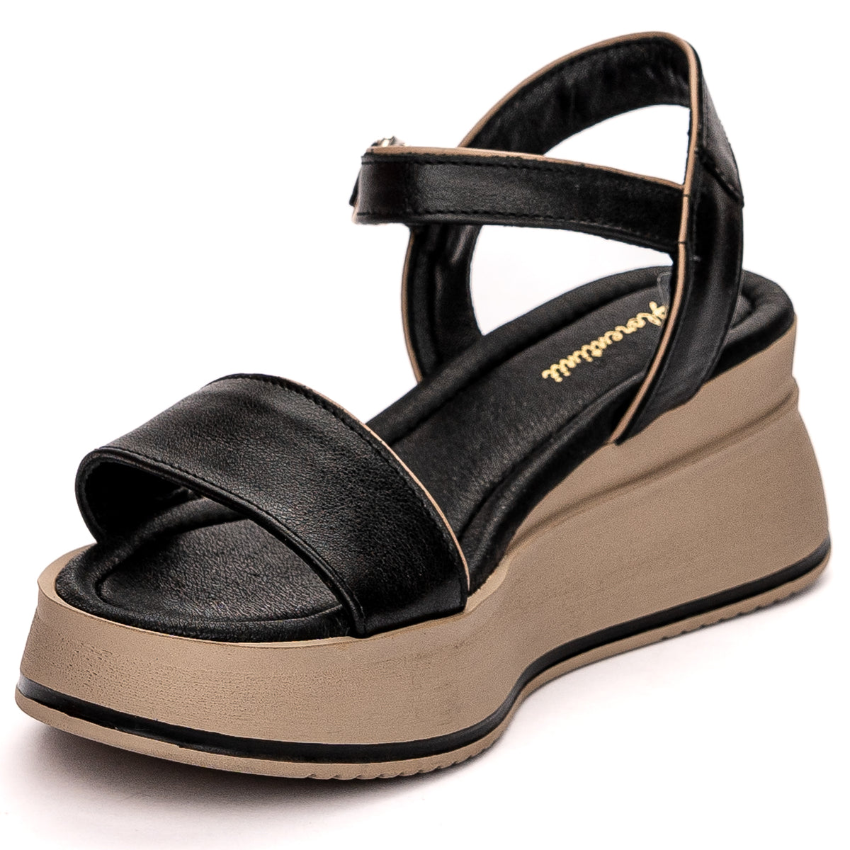 Sandale dama din piele naturala neagra cu platforma 13599 – Superlative.ro