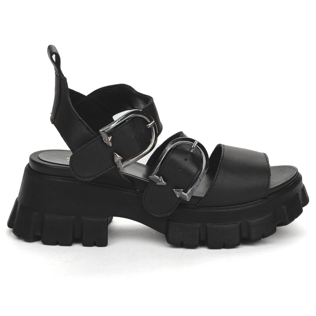 Sandale dama din piele naturala neagra cu platforma 13866 – Superlative.ro