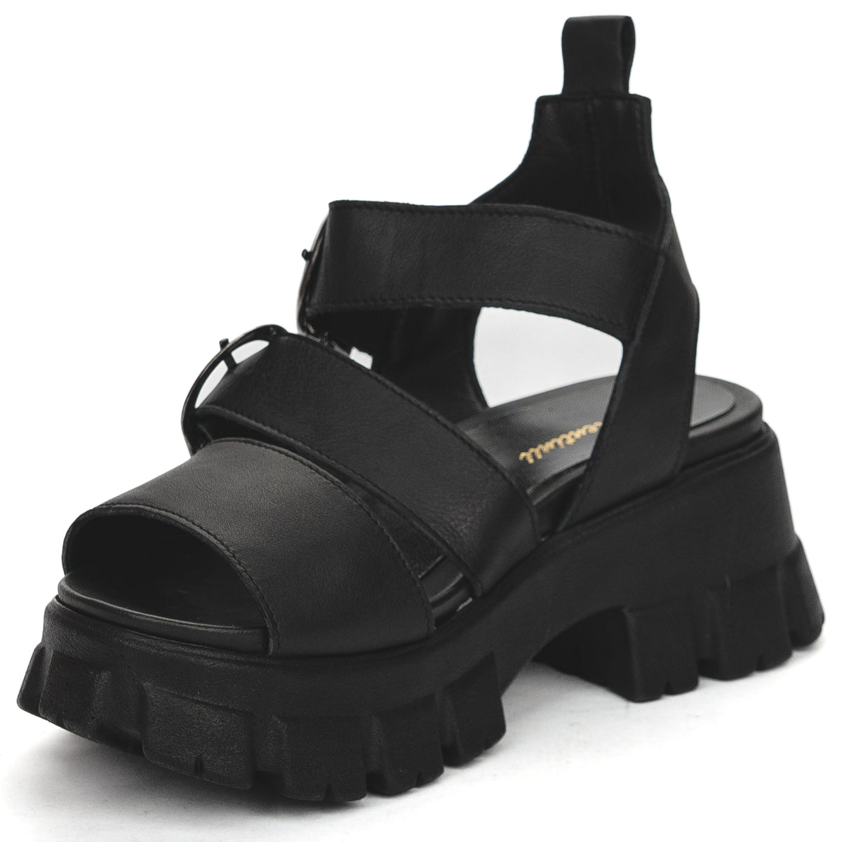 Sandale dama din piele naturala neagra cu platforma 13866 – Superlative.ro