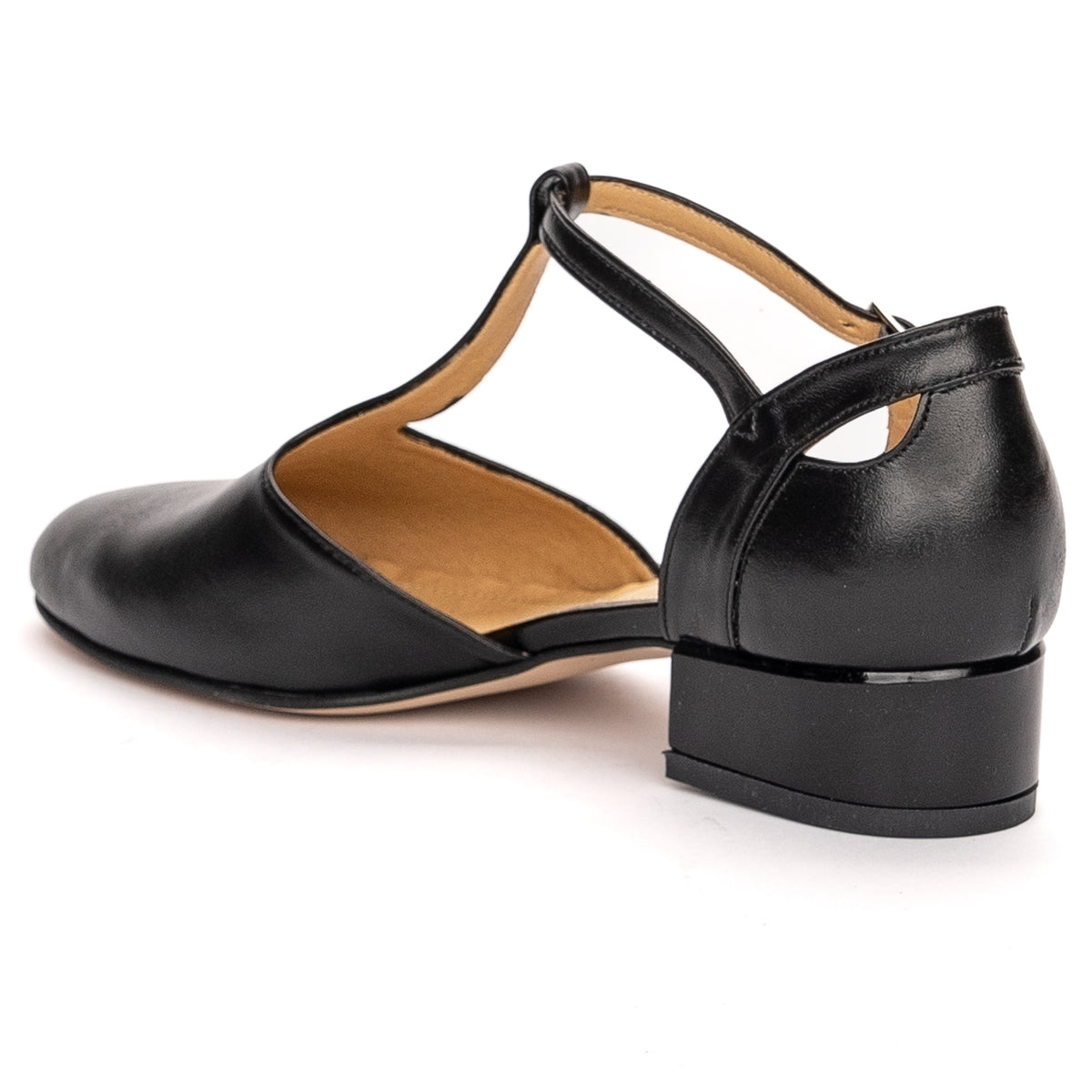Pantofi dama din piele naturala neagra cu toc mic 3.5 cm 13463 ...